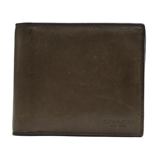 ○コーチ COACH スポーツカーフ 牛革 財布 74896 コンパクト ID ウォレット 小銭入れなし 札入れ 二つ折り メンズ 【中古】 中古