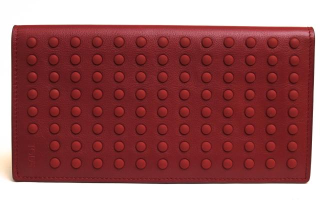 ○トッズ TOD'S 牛革 カーフ 長財布 GOMMINI ゴンミーニ 小銭入れなし 札入れ 二つ折り スタッズ メンズ 【中古】 中古