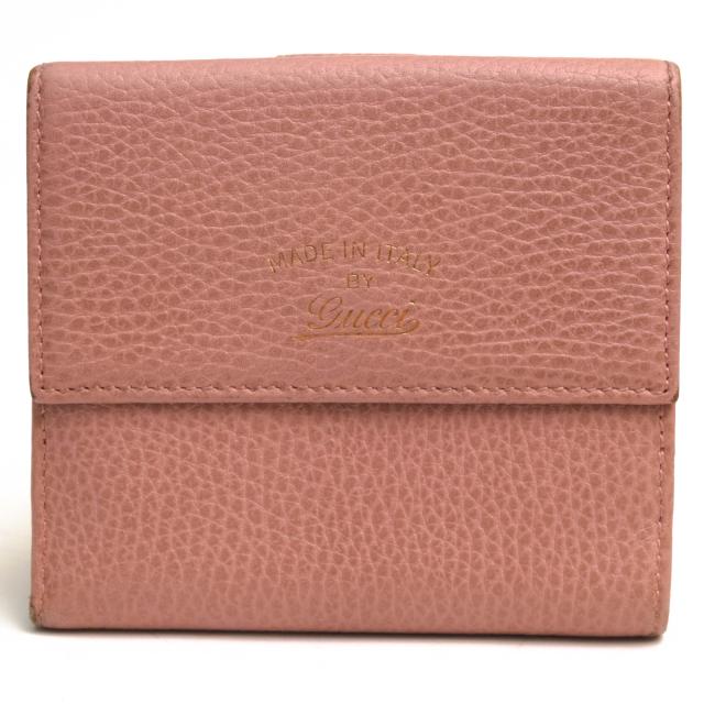 ○グッチ GUCCI 牛革 カーフ 財布 806215924 ホック式 二つ折り 小銭入れあり シボ革 シュリンクレザー レディース 【中古】 中古