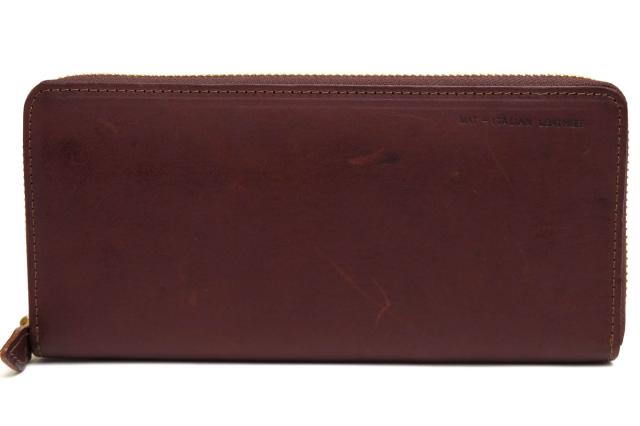 ○インディード INDEED マットイタリアンレザー 牛革 長財布 370418 BORSA ボルサ 小銭入れあり ラウンドジップ ラウンドファスナ  中古