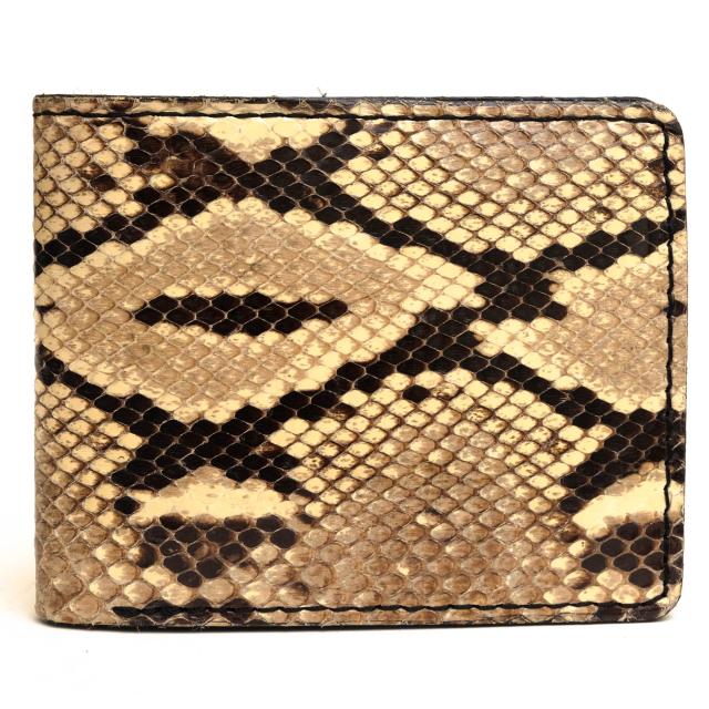 ○ウィンズハウス WINS HOUSE ダイヤモンドパイソン 一部牛革 財布 W-003-P 小銭入れあり 二つ折り メンズ 【中古】 中古