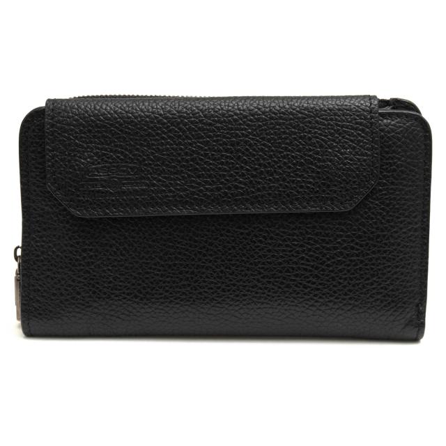 ○アッソブ AS2OV 牛革 財布 DIME限定モバイルウォレット iPhone対応スマホポケット 小銭入れあり 二つ折り シボ革 シュリンクレザ 中古