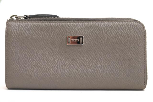 ○トッズ TOD'S グレイン型押し牛革 長財布 XAWDSRAD400TBB4Z06 DSR PF ZIP AROUND 小銭入れあり L字ファスナー レディース 【中古 中古