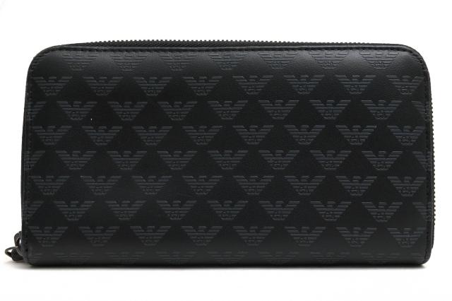 ○アルマーニ EMPORIO ARMANI 一部牛革 長財布 YEME49 YTO2J ラウンドジップ ラウンドファスナー 小銭入れあり メンズ 【中古】 中古