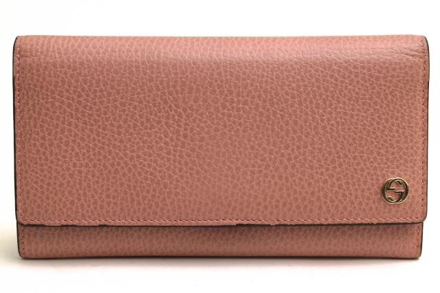 ○グッチ GUCCI DOLLAR CALFカーフ 牛革 長財布 449279 インターロッキング コンチネンタル チェルシー 小銭入れあり 二つ折り シ  中古