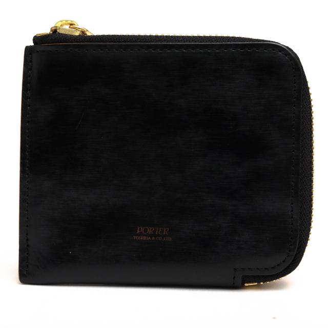 ○ポーター 吉田カバン PORTER 牛ショルダー革 イタリア輸入革 タンニン鞣し 財布 195-01331 FOIL WALLET フォイル 箔加工 L字ファ 中古