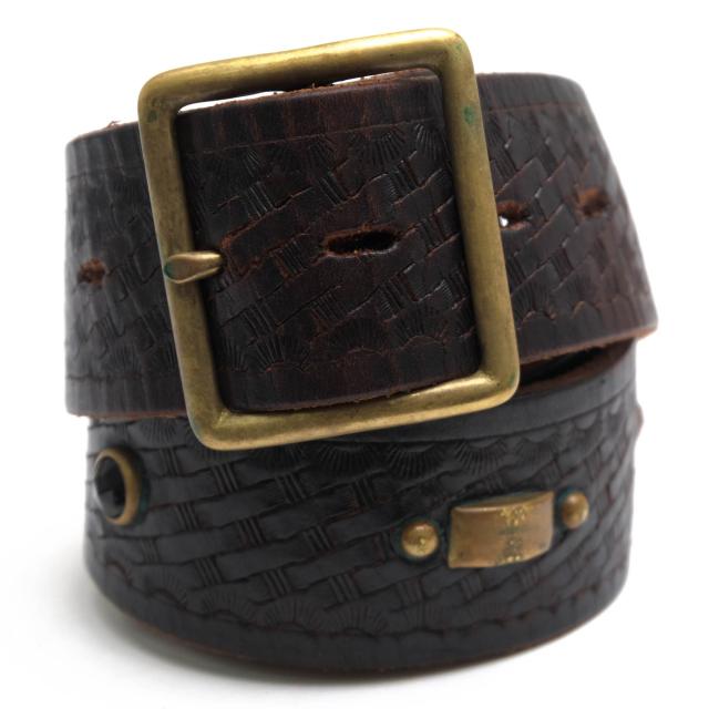 ○グラッドハンド GLAD HAND 牛革 ベルト GH Co.-B02 STUDZZ THE USA ブラックストーン スタッズ メンズ 【中古】 中古