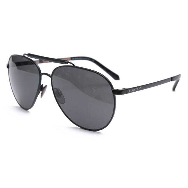 ○バーバリー BURBERRY  サングラス BE3097 1007/5V Black Aviator Sunglasses アビエーター メンズ 【中古】 中古