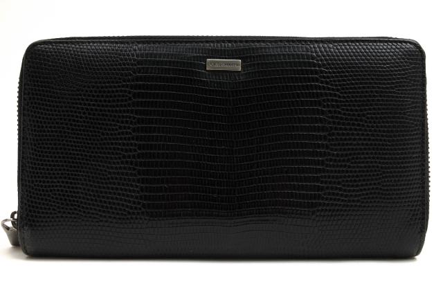 ○ドルガバ DOLCE＆GABBANA リザード型押し牛革 長財布 BP1672 A1095 PORTAFOGLIO ラウンドジップ ラウンドファスナー 小銭入れあ  中古