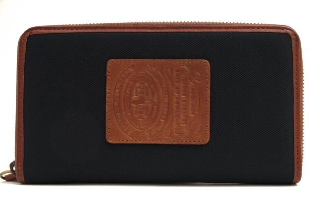 ○ポロ ラルフローレン POLO RALPH LAUREN 一部牛革 長財布 405516474 小銭入れあり ラウンドジップ ラウンドファスナー メンズ 【 中古