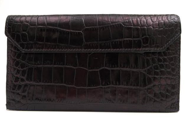 ○ダニエル＆ボブ Daniel＆Bob 牛革 長財布 CASTELLO VENUS GABON 小銭入れあり 三つ折り クロコ型押し メンズ 【中古】 中古