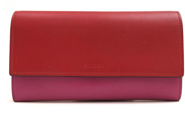○グッチ GUCCI 牛革 カーフ 長財布 410100-AP0BG フラップ式 小銭入れあり バイカラー レディース 【中古】 中古