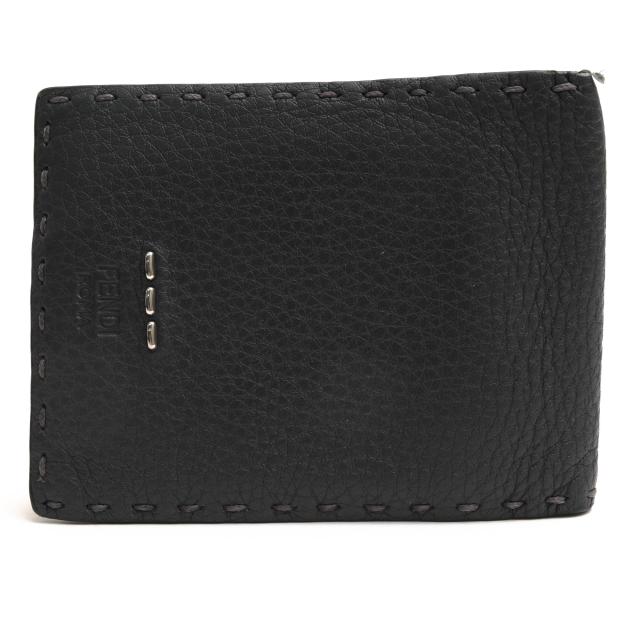 ○フェンディ FENDI 型押しカーフスキン 牛革 財布 7M0194 O7N FOGXN COIN WALLET CUOIO ROMANO 3 TRAVETTE SELLERIA セレリア ス  中古