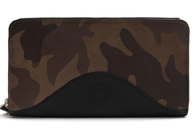 ○ブッテロ BUTTERO 牛革 長財布 小銭入れあり 迷彩・カモフラージュ柄 ラウンドジップ ラウンドファスナー メンズ 【中古】 中古