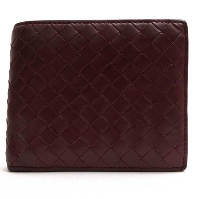 ○ボッテガヴェネタ BOTTEGA VENETA 牛革 カーフ 財布 193642 V4651 二つ折り 小銭入れあり メッシュ・イントレチャート メンズ 【 中古