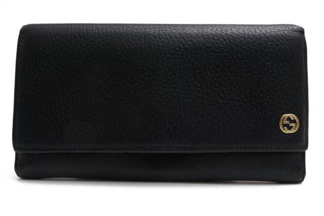 ○グッチ GUCCI DOLLAR CALFカーフ 牛革 長財布 449279 インターロッキング コンチネンタル チェルシー 小銭入れあり 二つ折り シ  中古