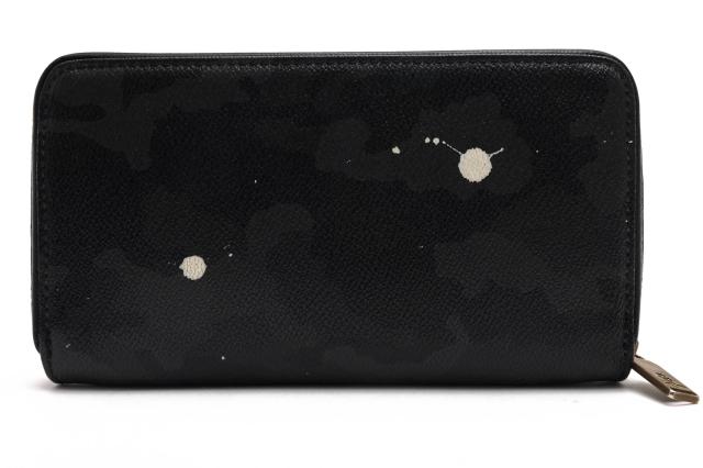 ○ジャンティバンティ GENTIL BANDIT コーテッドキャンバス 牛革 長財布 GBW1975-BCM BLACK CAMO 小銭入れあり ラウンドジップ ラ  中古