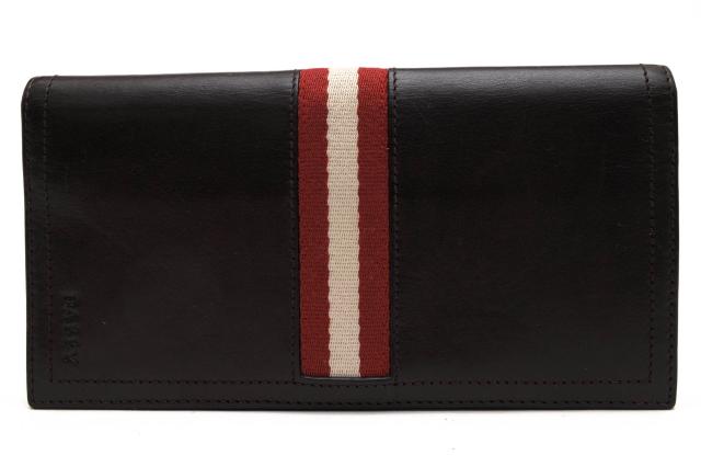 ○バリー BALLY TRAINSPOTTING トレインスポッティング 牛革 カーフ 長財布 TALIRO バリーストライプ 小銭入れあり 二つ折り メン  中古