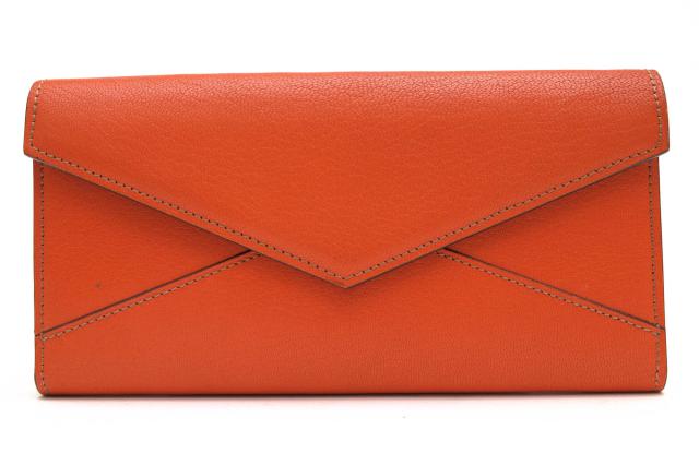 ○カルティエ Cartier 牛革 カーフ 長財布 L3001312 Les Must Tangerine レ マスト ビスモチーフ 小銭入れあり レディース 【中古  中古