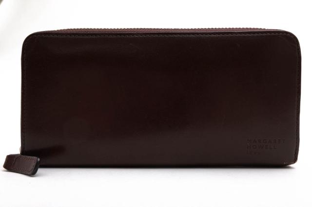 ○マーガレット ハウエル MARGARET HOWELL idea イデア 牛革 長財布 MHMW3HT2 ベジタンレザー 小銭入れあり ラウンドジップ ラウン 中古
