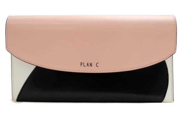 ○プラン シー Plan C カラーブロック 牛革 カーフ 長財布 ショルダーウォレット 小銭入れあり レディース 【中古】 中古