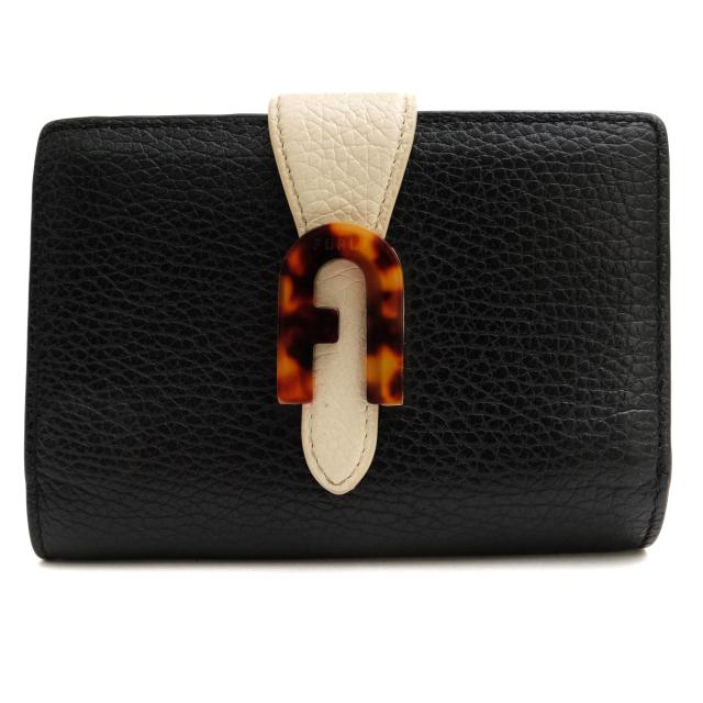 ○フルラ FURLA 牛革 カーフ 財布 SOFIA GRAINY M ソフィアグレイニィー コンパクトウォレット シボ革 シュリンクレザー 二つ折り  中古