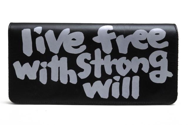 ○コムデギャルソン COMME des GARCONS 牛革 長財布 OZ K917-051-1/1 Portafogli WALLETS “Live Free With Strong Will” 蛇腹式 ユ 中古