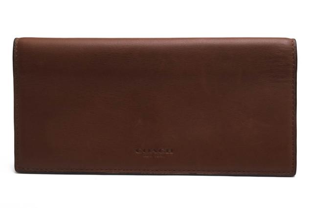 ○コーチ COACH スポーツカーフ 牛革 長財布 929 Breast Pocket Wallet ブレスト ポケット ウォレット 二つ折り 小銭入れあり メン 中古