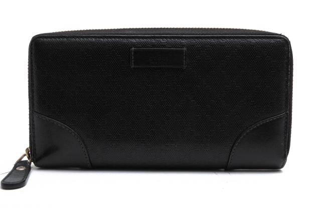 ○グッチ GUCCI 牛革 カーフ 長財布 354487 シグネチャー柄 ユニセックス 男女兼用 小銭入れあり ラウンドジップ ラウンドファスナ 中古