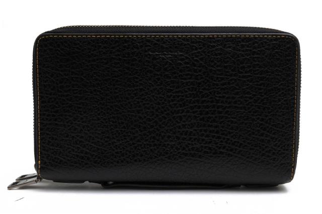 ○コーチ COACH バッファローエンボスドレザー 牛革 財布 F87104 Double Zip Travel Organizer ダブルジップ トラベル オーガナイ  中古
