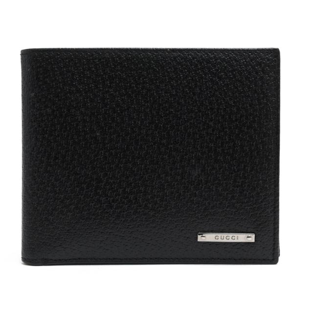 ○グッチ GUCCI チンギアーレ イタリア産 イノシシ革 財布 118381 1408 ブランドロゴプレート金具 小銭入れあり 二つ折り メンズ   中古