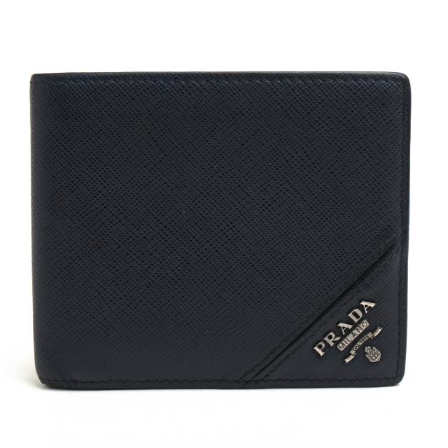 ○プラダ PRADA サフィアーノ 牛革 財布 2MO738 小銭入れあり 二つ折り 定番 メンズ 【中古】 中古