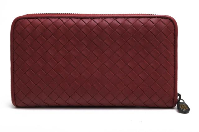 ○ボッテガヴェネタ BOTTEGA VENETA 牛革 カーフ 長財布 551792 V465Y メッシュ・イントレチャート 小銭入れあり ラウンドジップ   中古