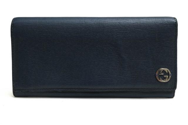 ○グッチ GUCCI 牛革 カーフ 財布 256348 インターロッキングG 小銭入れあり 二つ折り ユニセックス 男女兼用 メンズ 【中古】 中古