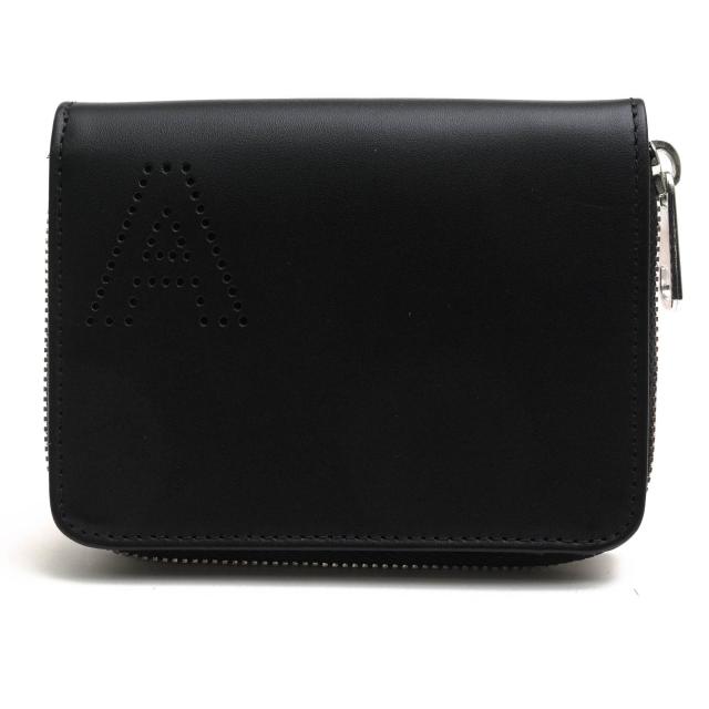 ○アーペーセー A.P.C. スペイン製スムースレザー 牛革 財布 PXAWV-H63496 compact emmanuel logo A NOIR コンパクトウォレット ラ 中古
