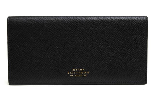 ○スマイソン SMYTHSON クロスグレインカーフ 牛革 長財布 1011729 PANAMA SLIM COAT WALLET パナマ 小銭入れなし 札入れ 二つ折り 中古