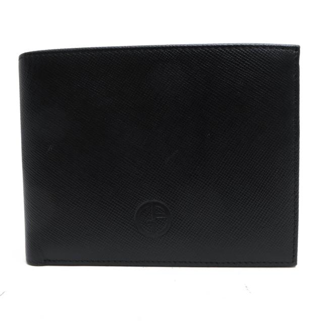 ○アルマーニ GIORGIO ARMANI サフィアーノ 牛革 財布 602 Saffiano 小銭入れあり 二つ折り バイカラー メンズ 【中古】 中古