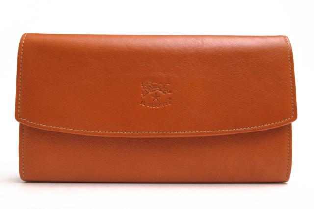 ○イルビゾンテ IL BISONTE 牛革 オリジナルレザー 長財布 54162304340 フラップ式 小銭入れあり シボ革 シュリンクレザー メンズ  中古