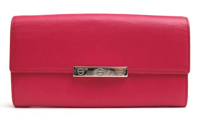 ○カルティエ Cartier 牛革 カーフ 長財布 L3001042 LOVE ラブ ビスモチーフ 小銭入れあり 定番 レディース 【中古】 中古
