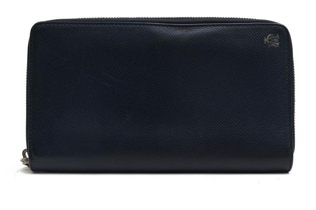 ○ダンヒル Dunhill イタリアンカーフ 牛革 長財布 Bourdon Single Zip Organizer ボードン オーガナイザー 小銭入れあり ラウンド 中古