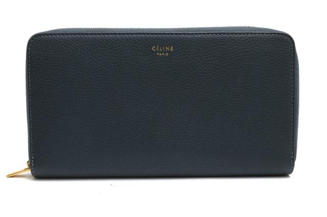 ○セリーヌ CELINE ペブルドレザー 牛革 長財布 105003AFE Large Zipped Multifunction ラウンドジップ ラウンドファスナー 小銭入 中古