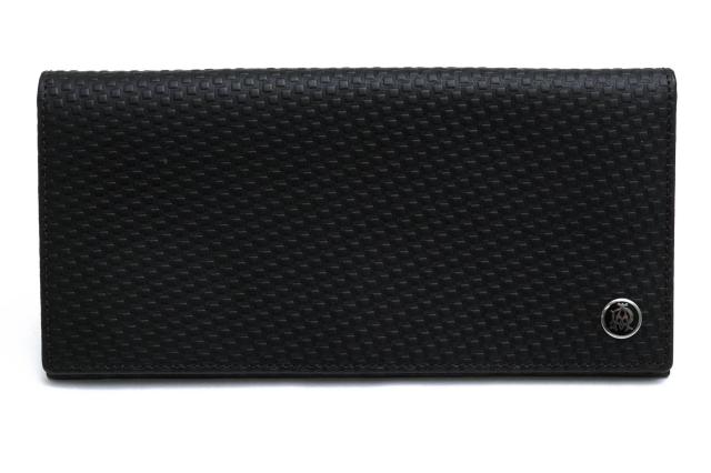 ○ダンヒル Dunhill 牛革 カーフ 長財布 L2V312A MICRO D-EIGHT マイクロ ディーエイト シグネチャー柄 小銭入れあり 二つ折り メ  中古