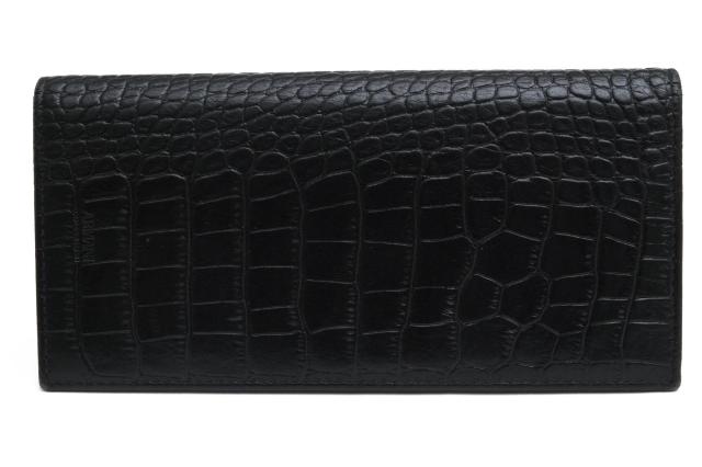 ○アルマーニ コレッツォーニ ARMANI COLLEZIONI 牛革 長財布 Y6R016 YKD6J PORTA YEN VIT.ST.OTTOMAN+VIT.L 二つ折り クロコ型押  中古