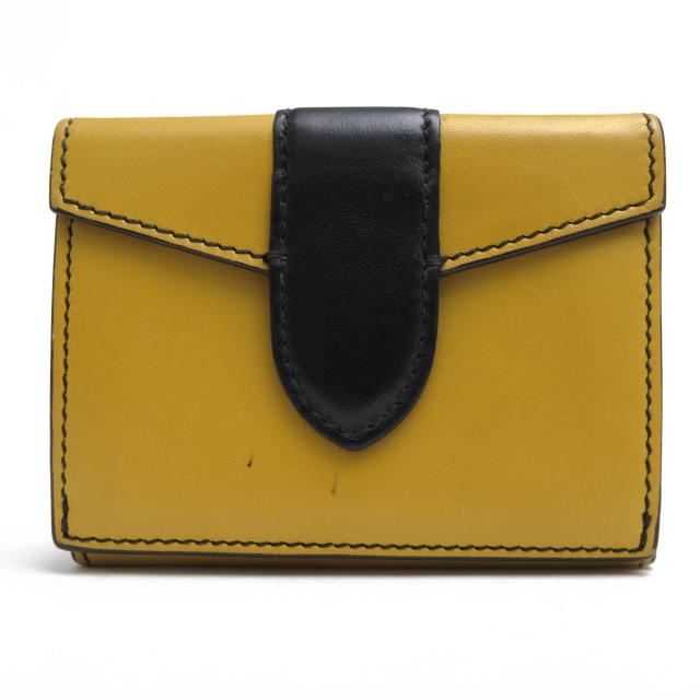 ○スマイソン SMYTHSON 牛革 カーフ 財布 コンパクトウォレット 小銭入れあり 三つ折り バイカラー メンズ 【中古】 中古