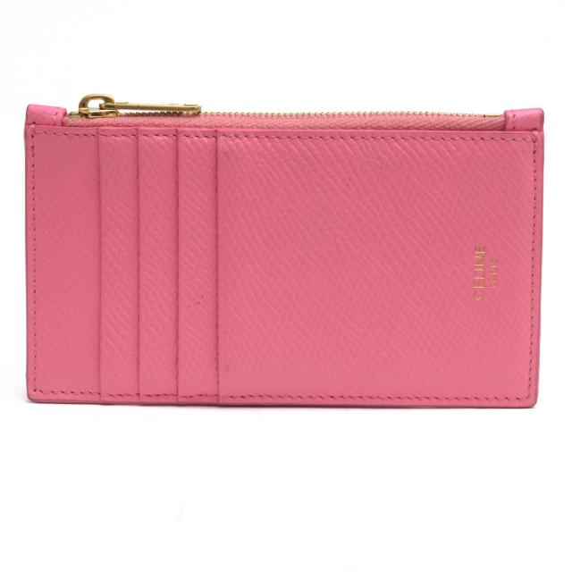 ○セリーヌ CELINE グレインドカーフスキン 牛革 財布 10B683BEL Zipped Compact Card Holder In Grained Calfskin フラグメントケ 中古