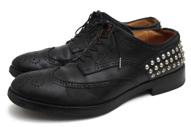 ○ユニフォームエクスペリメント uniform experiment カーフ 牛革 カジュアルシューズ UE-130130 WING TIP STUDS SHOES ウイングチ 中古