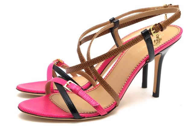 ○ディースクエアード DSQUARED2  サンダル S14 G501 V317 A001 ストラップ レザーソール バイカラー ハイヒール レディース 【中  中古