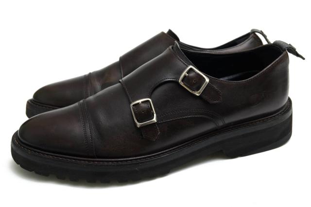 ○ダブルエイチ WH Annonay Vocalou Calf アノネイ社ボカルーカーフ ビジネスシューズ WH-0300 Double Monk Strap Shoes ダブルモ  中古