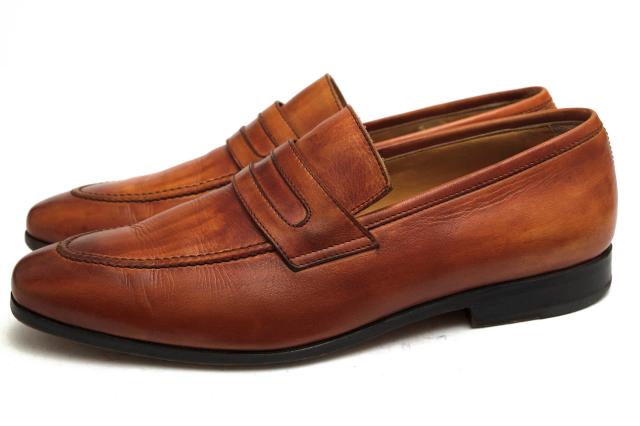 ○ディメッラ DI MELLA 牛革 カーフ ローファー 2001 アンティーク加工 スリッポン レザーソール マッケイ製法 メンズ 【中  中古