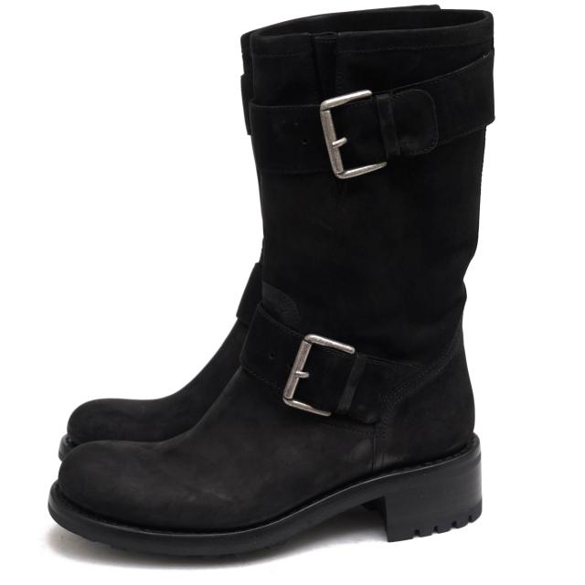 ○フリーランス FREE LANCE 牛革 ヨーロッパ製造 ヌバックレザー エンジニアブーツ BIKER 4 MID STRAP KATHY バイカーブーツ グッ  中古